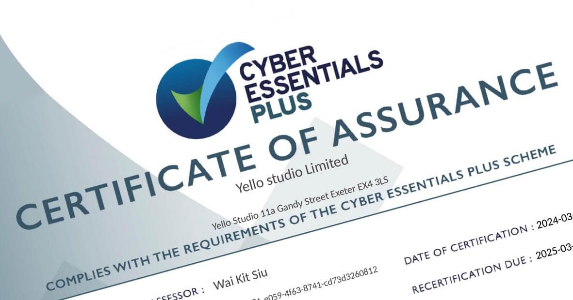 Yello | Cyber Essentials Plus Certification.